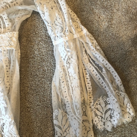 Aakaa | Tops | Nwt Beautiful White Full Lace Long Duster | Poshmark
